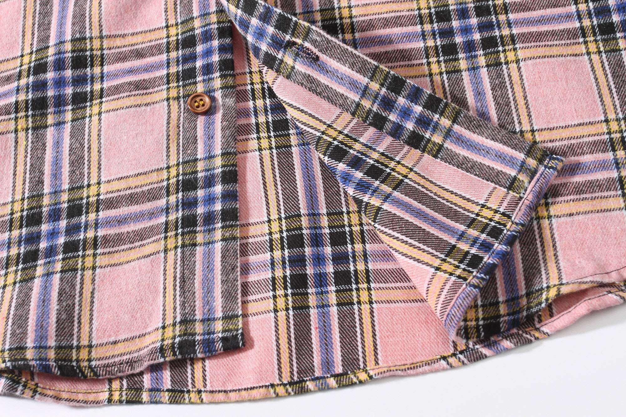 SSLR Flannel Shirt for Men, Long Sleeve Button Down Shirt Plaid Casual (XX-Large, Pink)