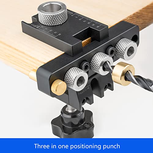 Woodworking Pocket Hole Jig 3 In 1 Adjustable Doweling Jig With 8/15mm Drill Bit Drilling Guide Locator Puncher DIY Tool Woodworking Doweling Jig Kit Vertical Pocket Hole Jig Drilling