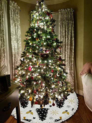 Small Christmas Tree Skirt Christmas Tree Holly Snow,30 Inch Tree Skirt for Christmas Holiday Party Decoration,Rustic Tree Skirts Mat Home Indoor Outdoor Ornaments