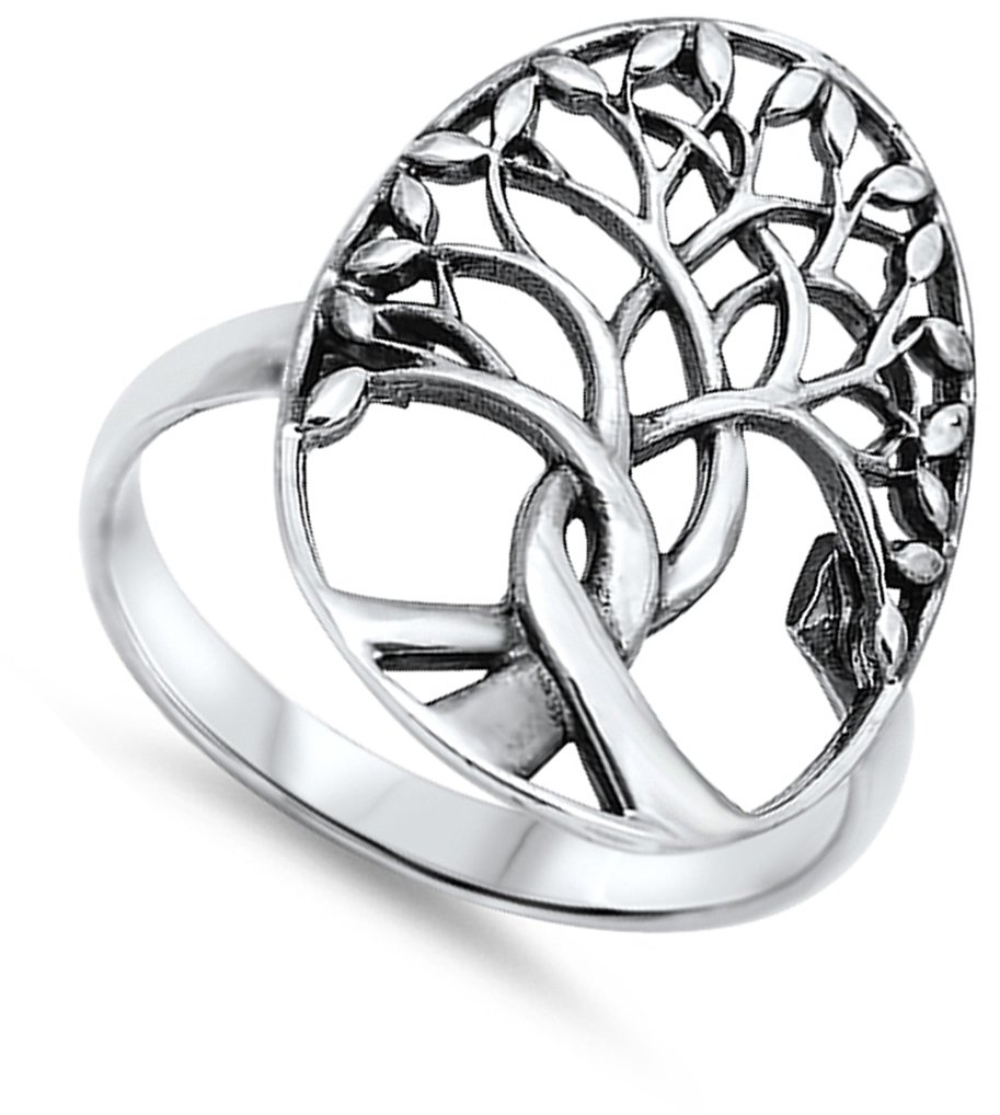 Tree of Life Branches Fashion Ring New .925 Sterling Silver Band Size 8
