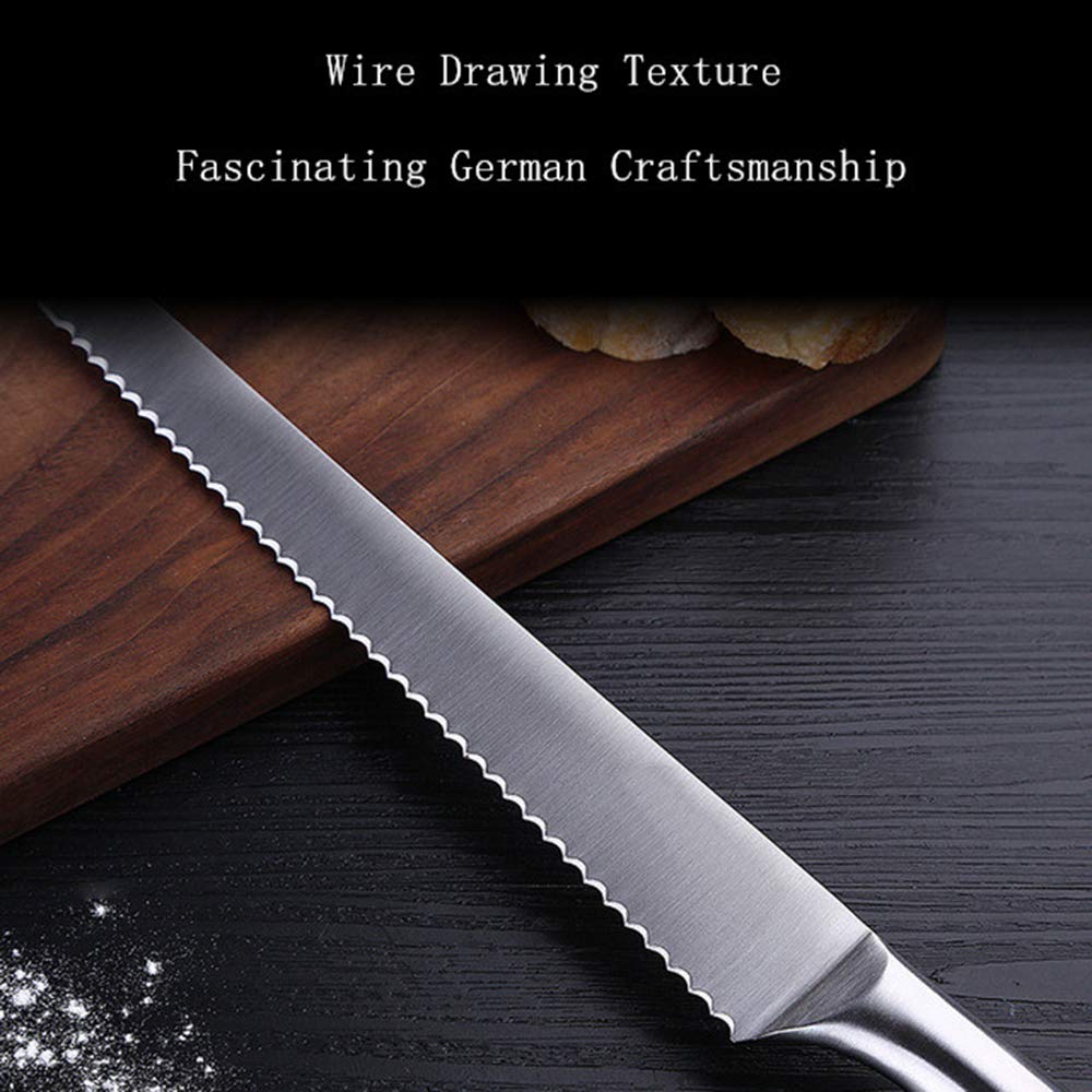 TOONEV 8 Inch Wavy Edge Wide Bread Knife Stainless Steel Kitchen Bread knife for Thick Loaves Serrated Bread Knife for Slicing Bread Bagels Cake