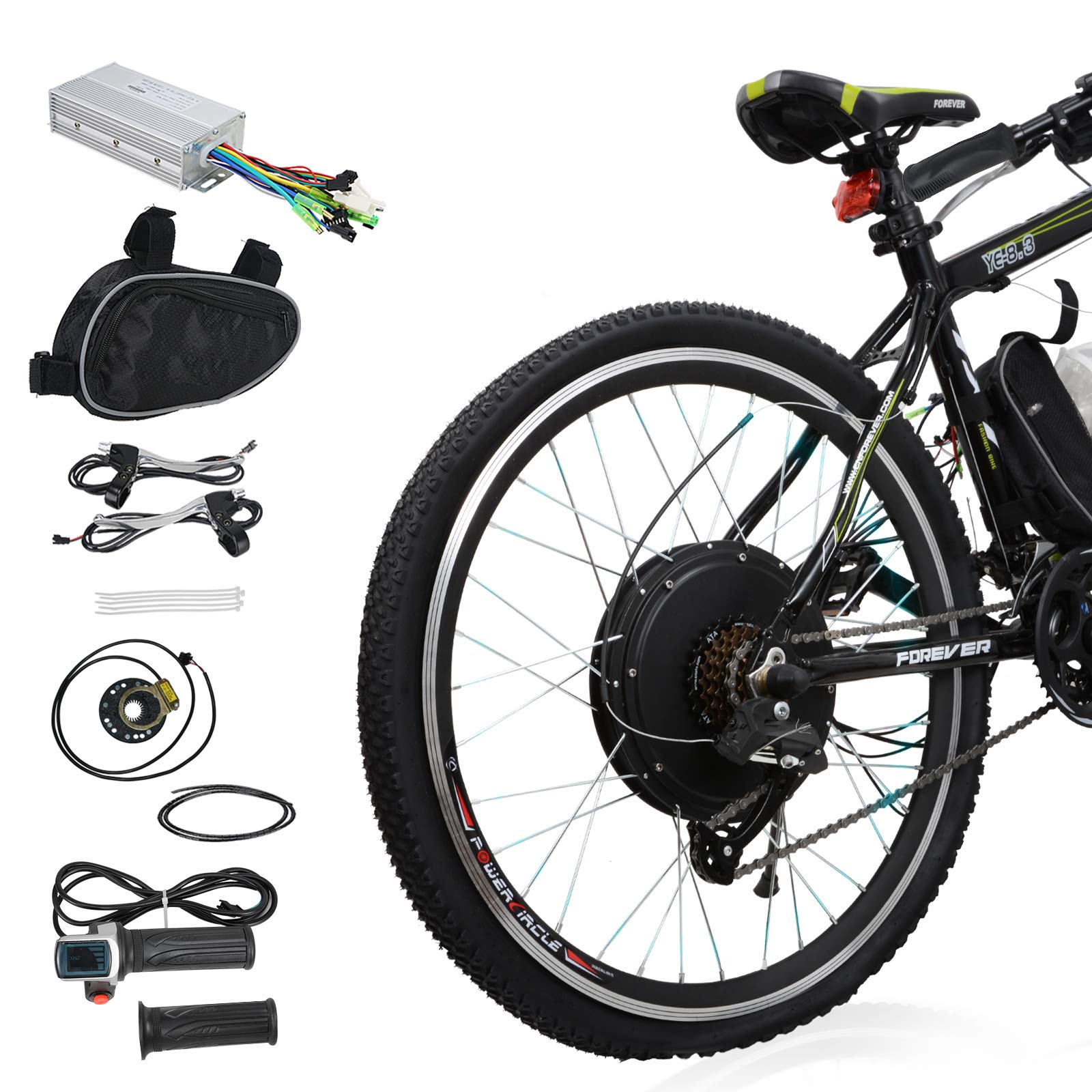 Voilamart EBike Conversion Kit 26" Rear Wheel 36V 500W Electric Bike Conversion Motor Kit with Intelligent Controller and PAS System for Road Bike(Without Battery)