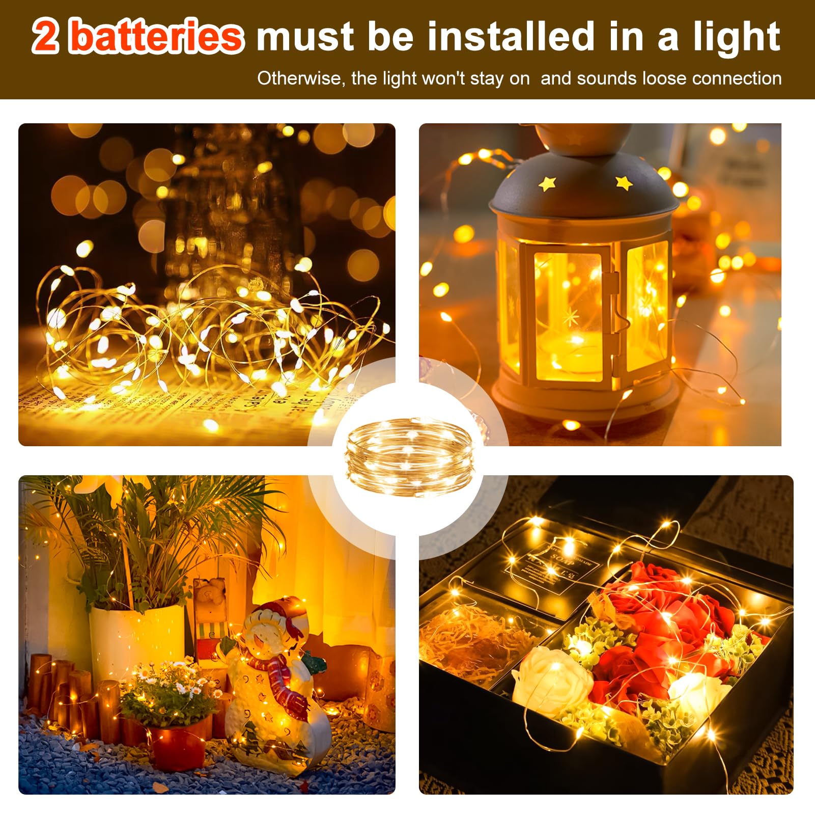 SINAMER 6PCS Fairy Lights Battery Powered with 2pcs Remote, 7ft 20 Warm White Led Changing Twinkle String Lights with Timer, Waterproof Copper Wire Firefly Starry for DIY Wedding Party Christmas