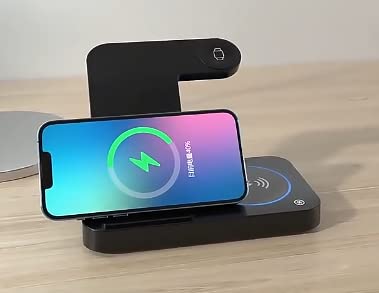 Wireless Charging Station, 15W Fast Charging Station, 4 in 1 Fast Wireless Charging Dock for iPhone 15/14/13/12/Pro Max/XS/XR/X, IWatch 7/6/5/4/3/2/XS, AirPods Pro/3/2