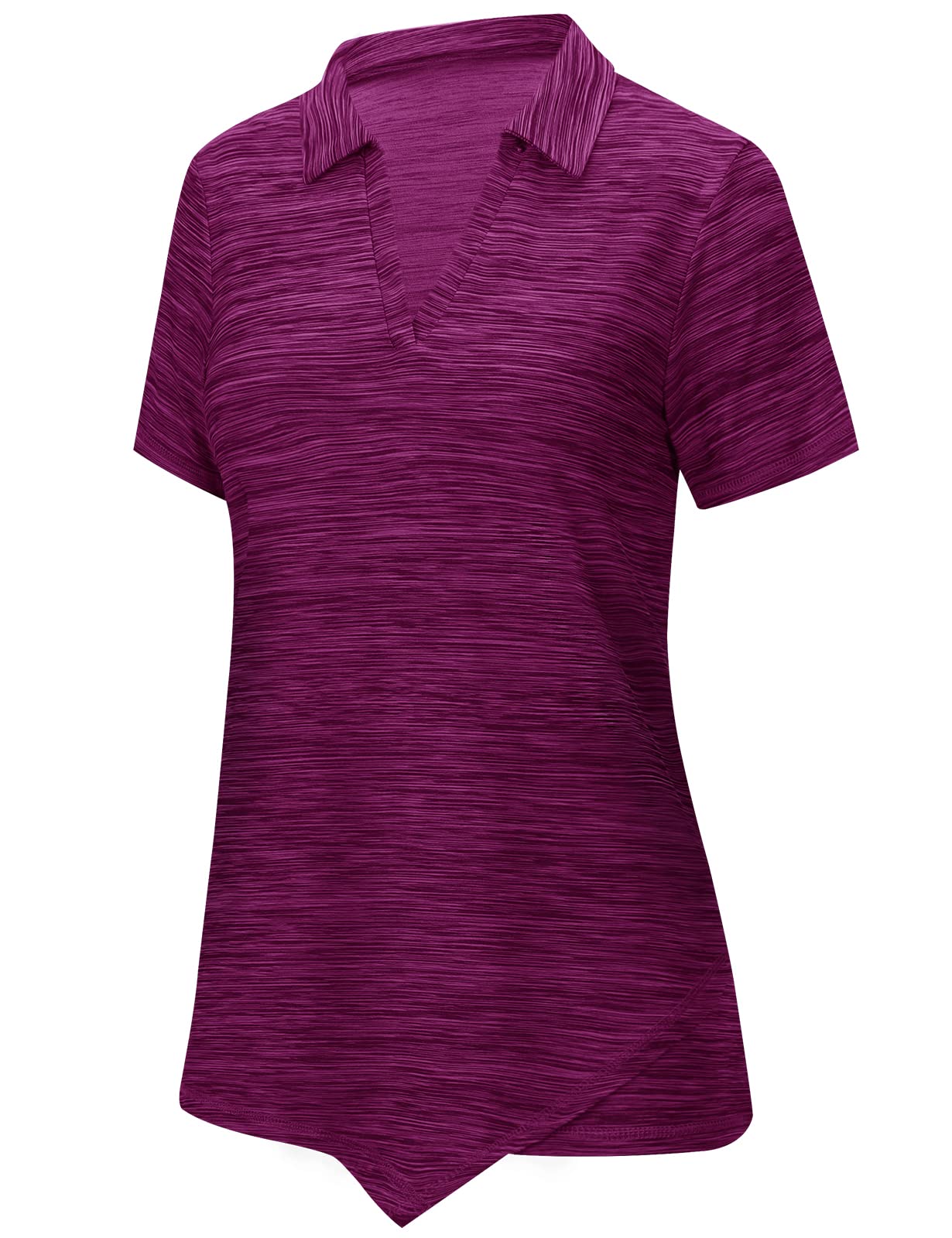 Viracy Womens Golf Apparel, V Neck Yoga Tops Short Sleeve Quick Dry Loose Fit Lightweight Breathable Running Hiking Workout Clothes, Purple-2XL
