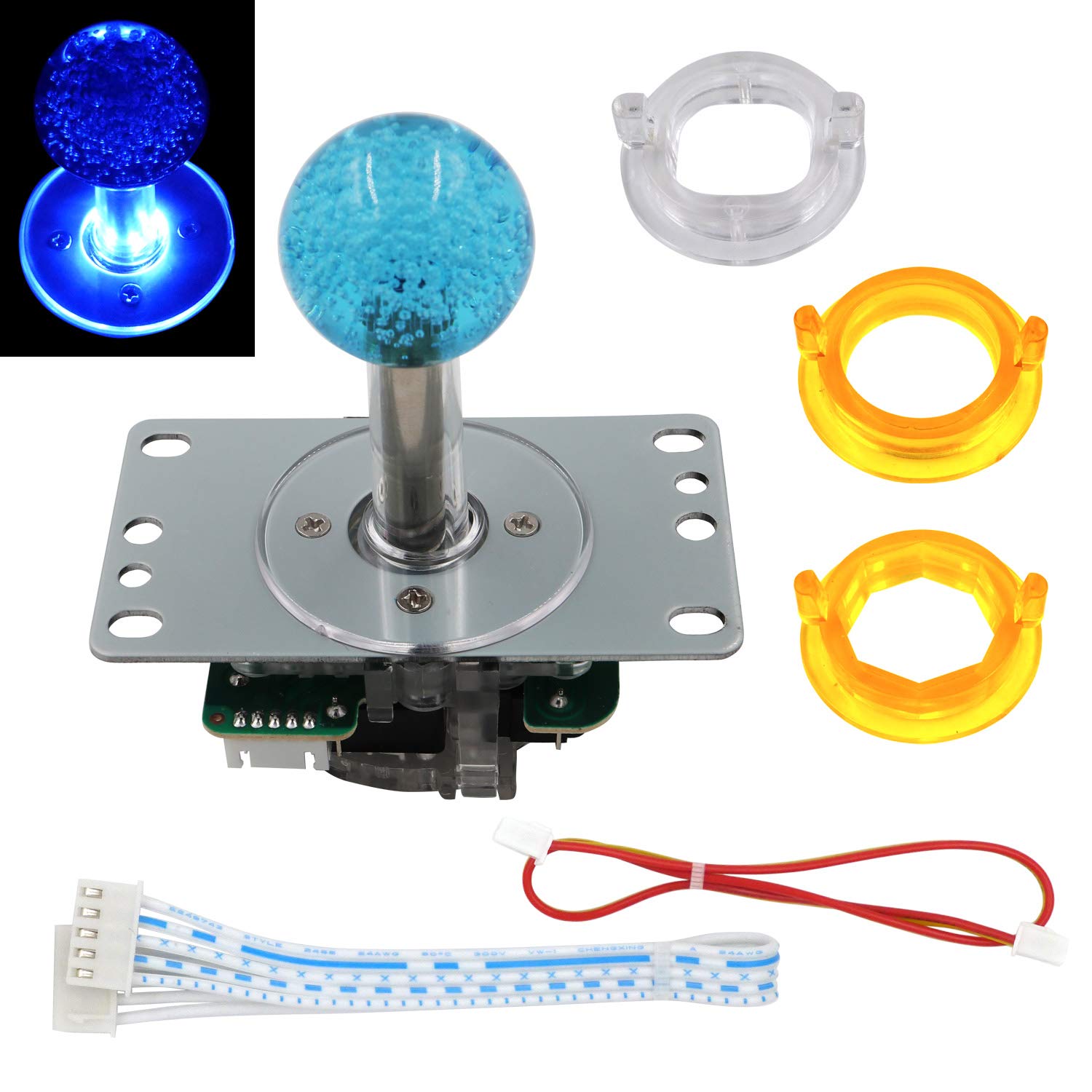 SJ@JX Arcade LED Joystick SANWA Style Fight Game Joystick LED Stick Retro Joy Circular Octagonal Limiter for Retro Pie Raspberry Pi MAME JAMMA