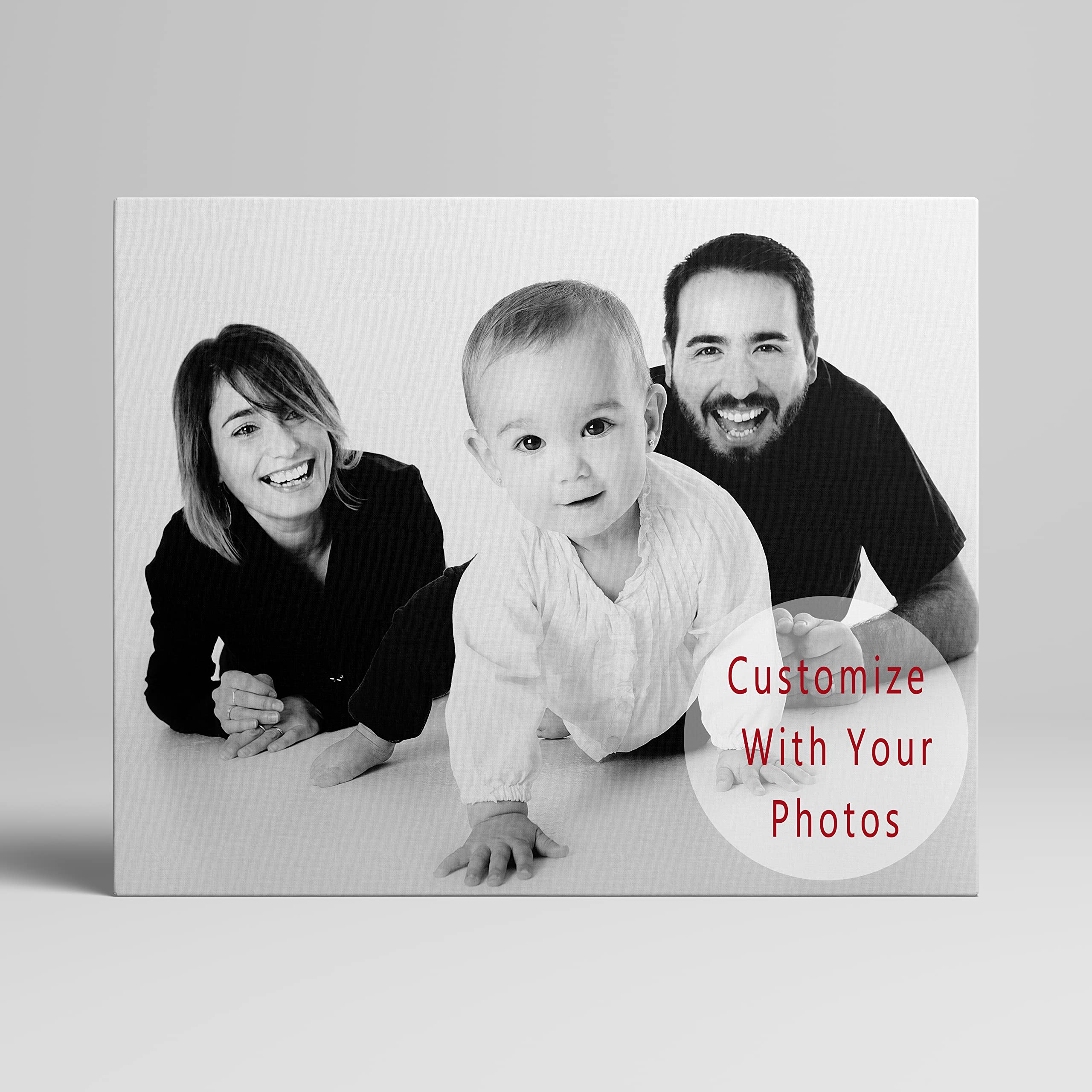 SINGLEAART Canvas Prints With Your Photos Personal Picture Customization Personalized Custom Wall Art Canvas Printing 16" × 20" Wood Frame Gifts For Family, Support Horizontal & Vertical Image