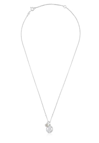 TOUS Sterling Silver Necklace for Women with Pearl and Bear Motif, Size: 1.2 cm. Length: 45 cm, Camee Collection