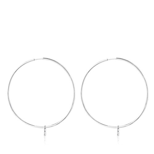 TOUS Sterling Silver Hoop Earrings for Women with Bear Motif, Size 4 cm. TOUS Bear Collection