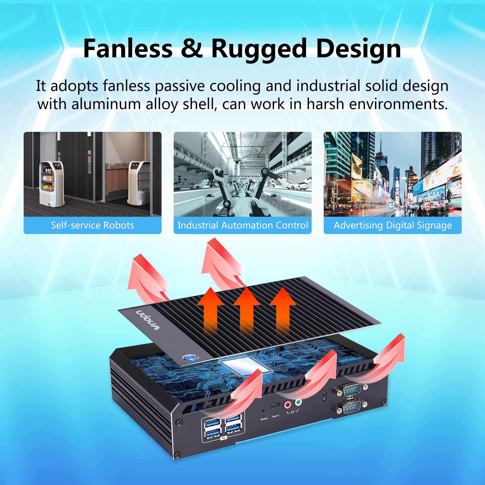 VNOPN Industrial Fanless Mini PC Intel J4125, Dual 2.5G NIC 8G DDR4 128G SSD Mini Desktop Computer, Desktop PC with Windows 11 Pro License,Support Triple Diaplay, DP 4K 60Hz, Dual Band WiFi BT4.2