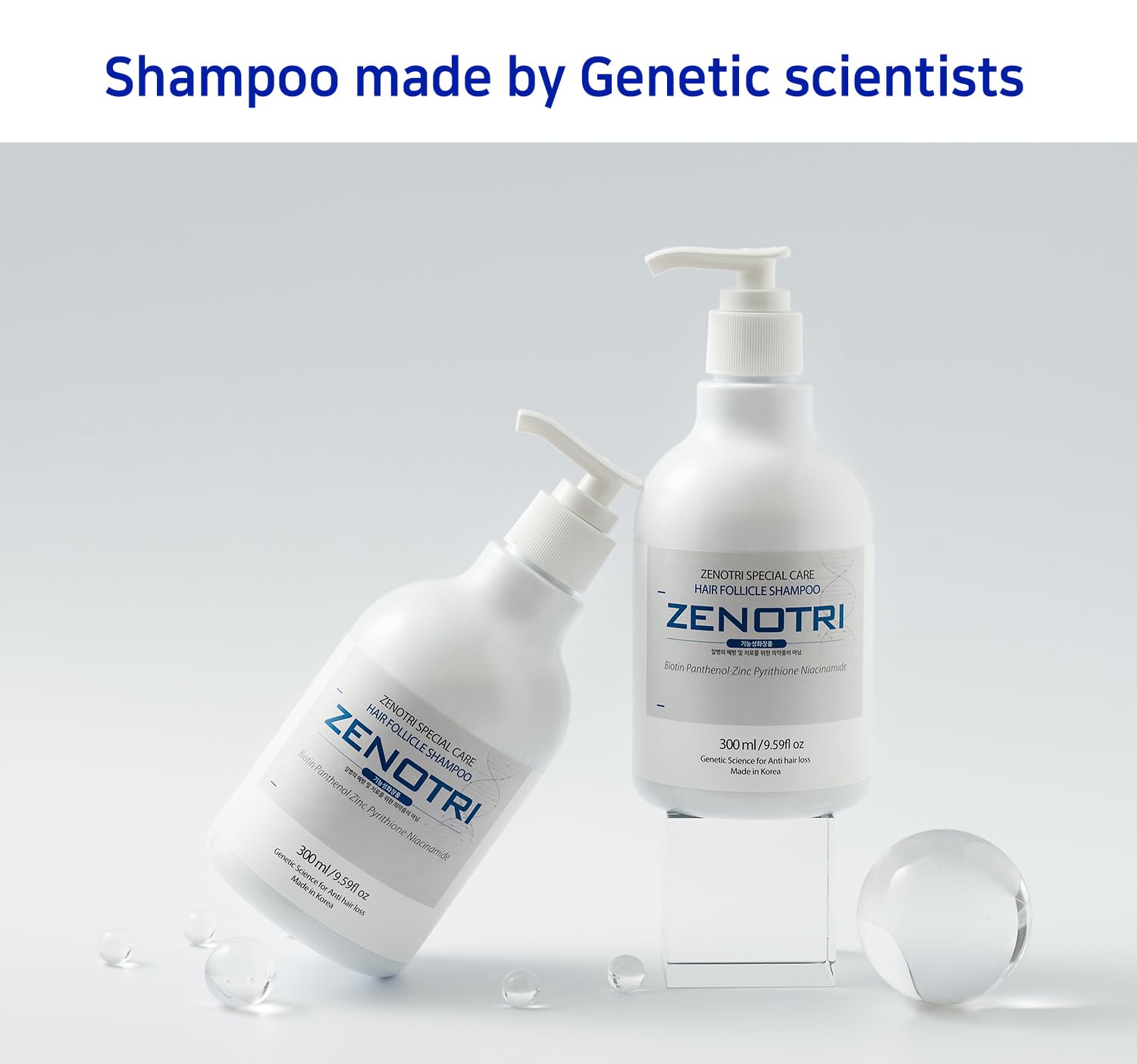 ZENOTRI Follicle Shampoo Hair loss Zero with Copper peptide, Biotin, Dexpanthenol, Pyrithione Zinc/Genetic Hair Care Solution