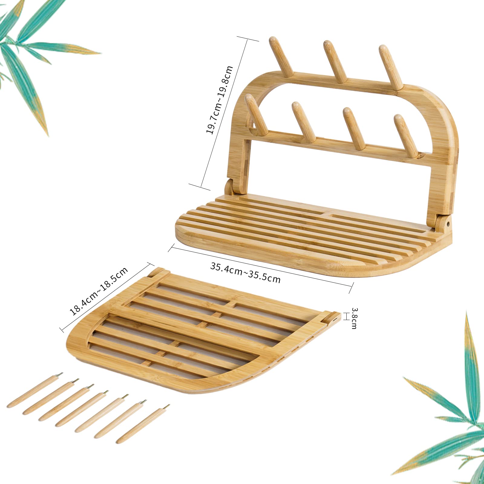 Tuehaeyi Baby Bottle Drying Rack Including Bottle Brush, Space Saving Bamboo Baby Bottle Rack Dryer, Portable Dryer Rack Organizer for Baby Bottles, Cups, Pacifiers Accessories, Gifts for Mom