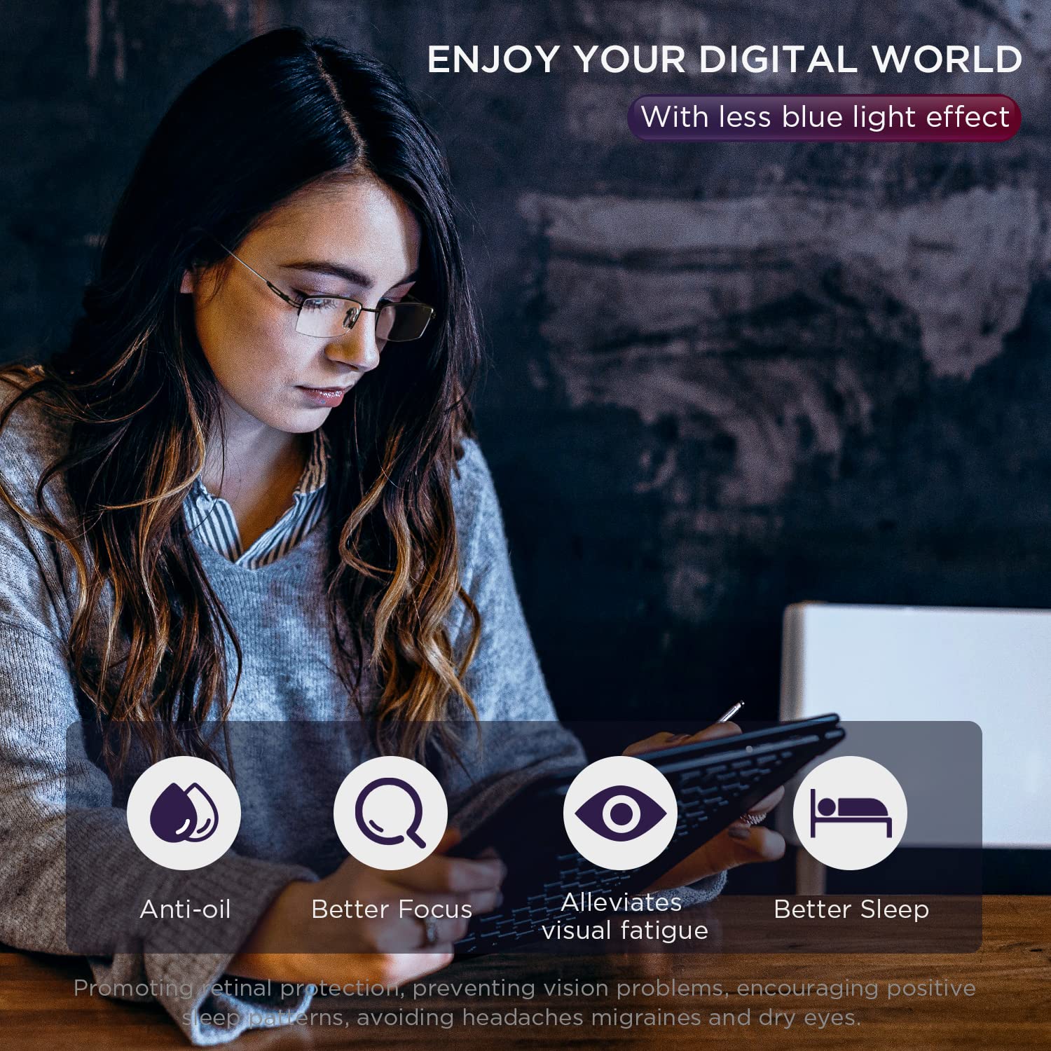YAPZOR Blue Light Blocking Glasses For Men Women, Computer Reading Glasses Reduce Eye Strain and Dry Eyes.