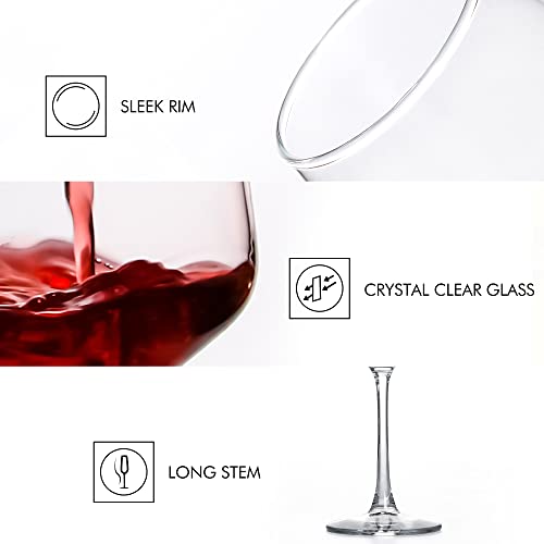 UMEIED Wine Glasses Set of 6, 12oz Classic Wine Glasses for Red White Wine, Dishwasher Safe, Clear