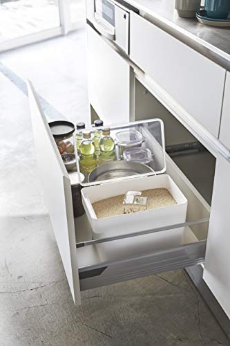 YAMAZAKI home Tower Rice Storage with Scoop Cut-Out(Includes Measuring Cup) WH Space saving, One Size, White