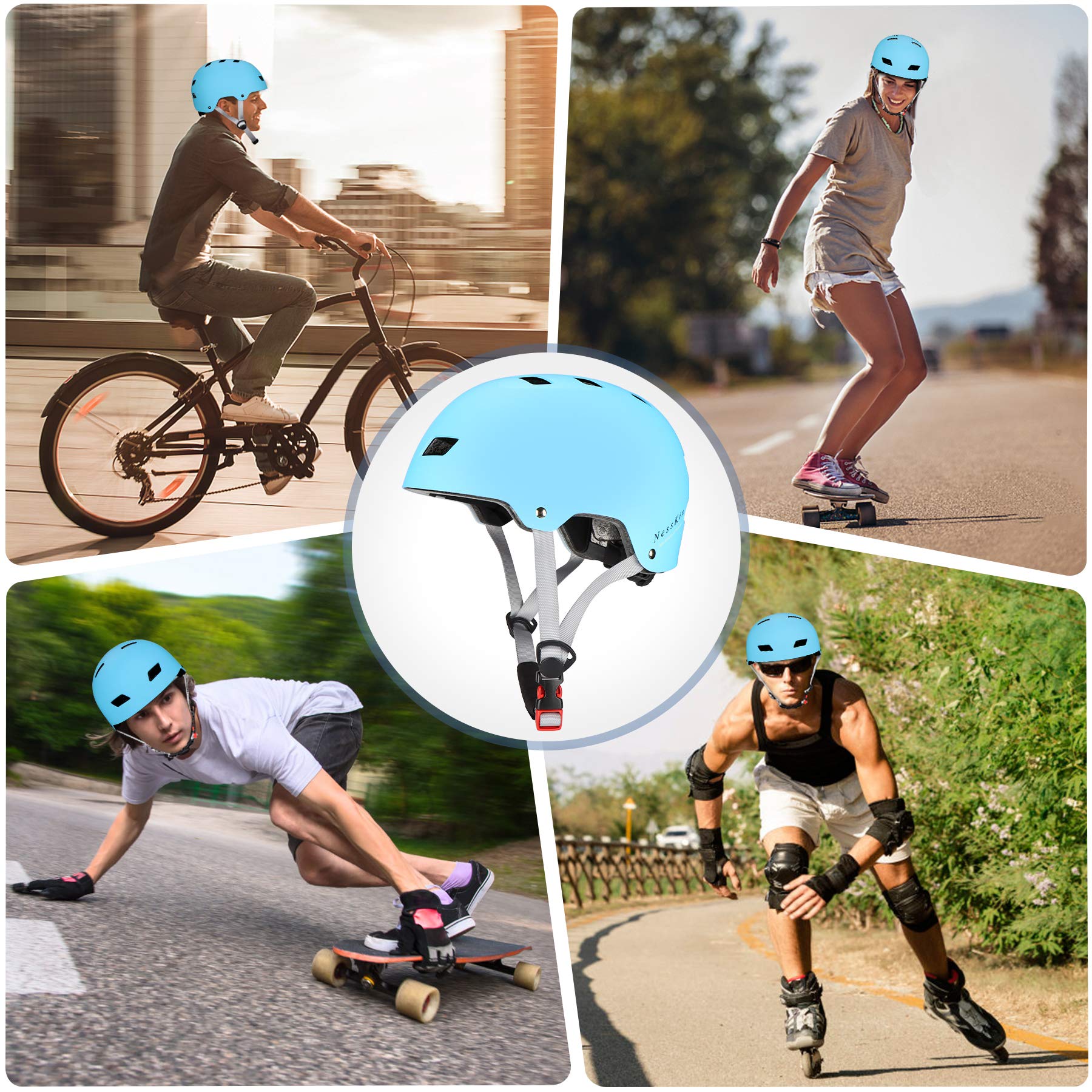 Skateboard Cycling Helmet - Two Removable Liners Ventilation Multi-Sport Cycling Skateboarding Scooter Roller for Kids, Youth & Adults