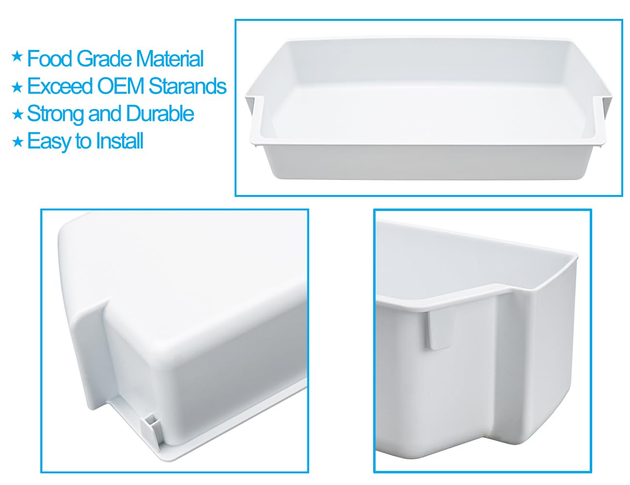 Siwdoy (Pack of 3) 2187172 Door Shelf Bin Compatible with Whirlpool Kenmore Amana Refrigerator Replaces WP2187172, 2187194K, AP3853103, PS328468, White