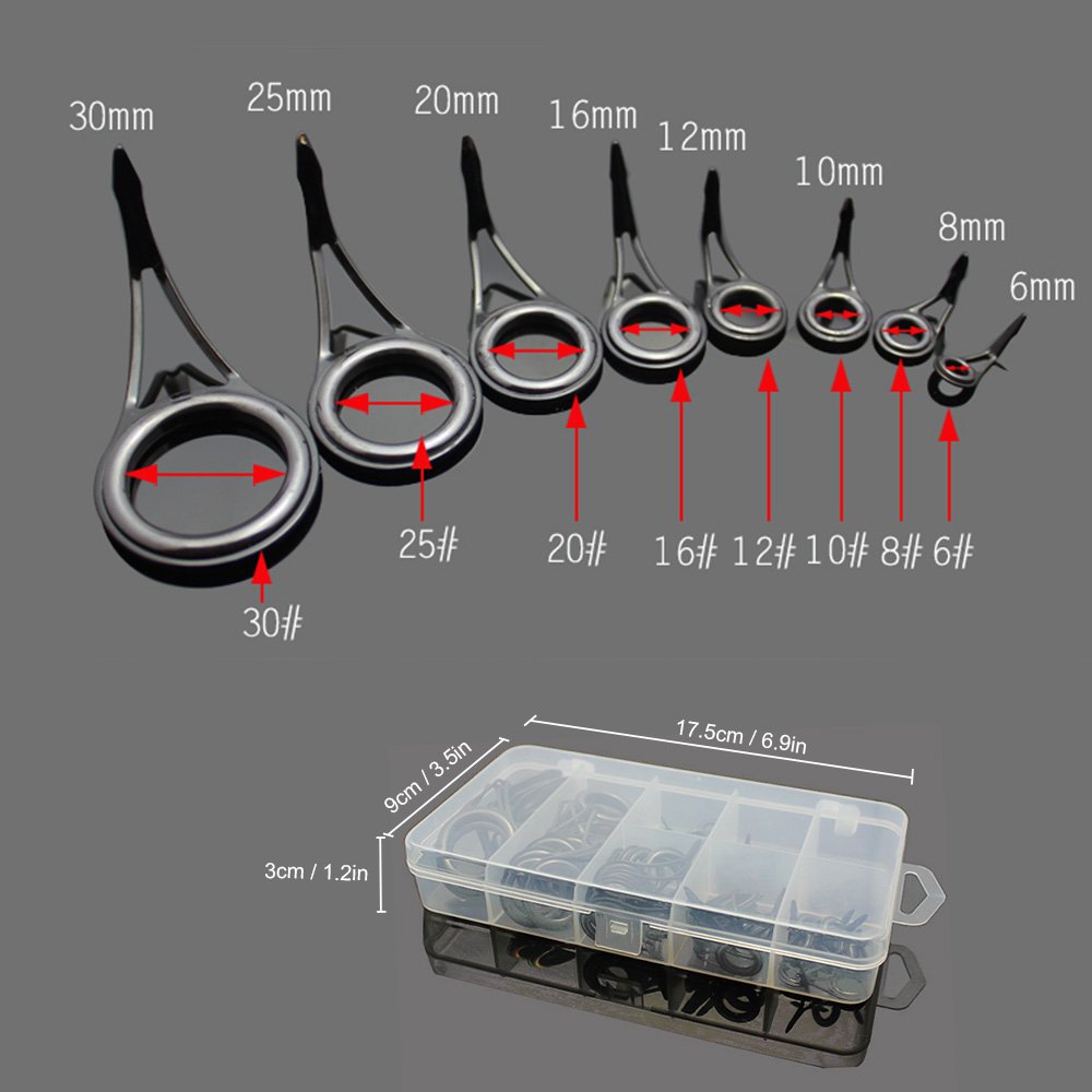 UWND Fishing Rod Guides Kit Spinning Rod Guide, 75pcs,8 Sizes