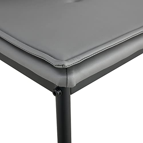 Taikonaut Dining Chairs in PU Leather, Modern Metal Chairs for Kitchen and Living Room, Modern Kitchen Chairs Without arms, Metal Legs, Set of 4, Grey