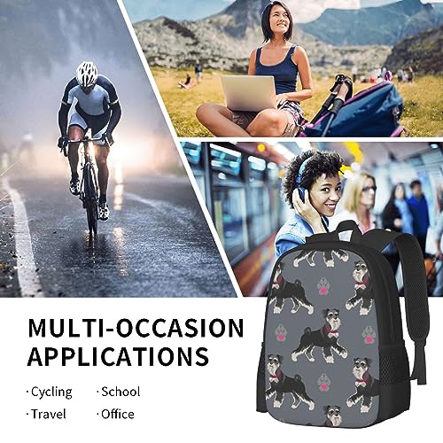 TuoniLaoShi Cute Dog Of Schnauzer Animal Pattern Backpack,Large Capacity Travel Backpack,Laptop Backpack,Water Resistant backpack for Women Men