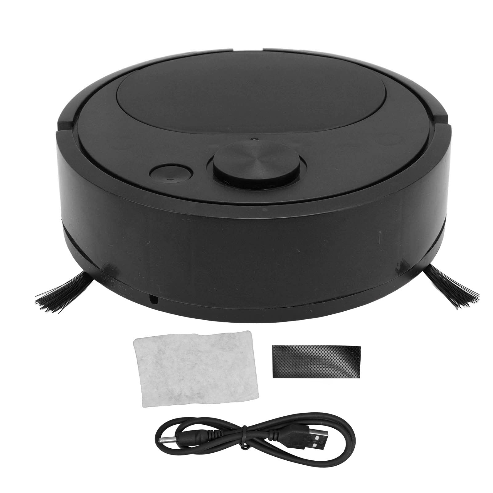 Smart Robot Vacuum Cleaner Multifunctional USB Charging Mini Sweeping Robot for Floors (Black)