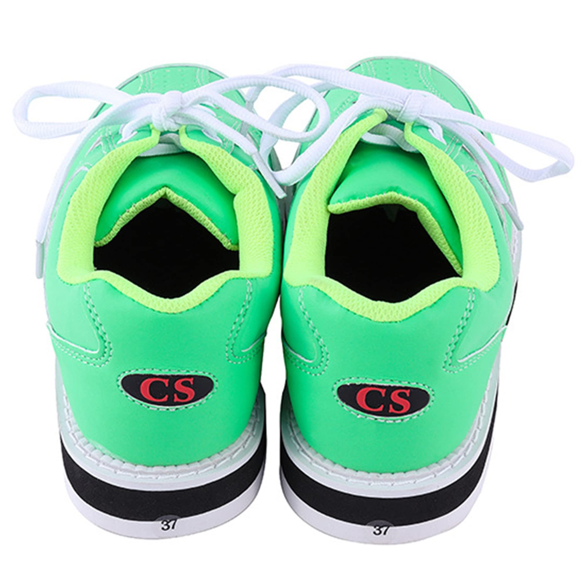 Womens Bowling Shoes Lightweight Comfort Bowling Trainers Non-Slip Leather,Green,7.5