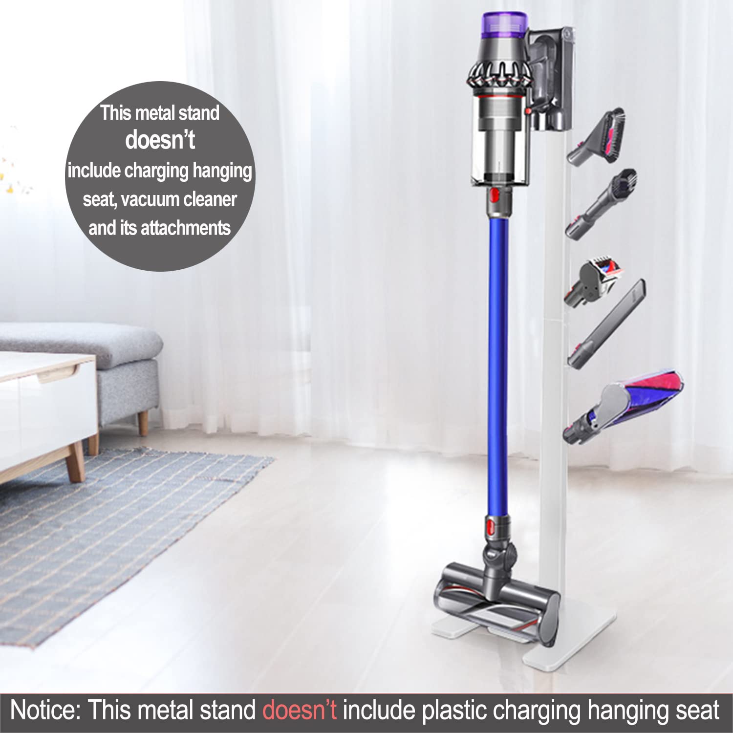 XIGOO Storage-Stand-Docking-Station-Holder Compatible with V15 Detect V11 V10 V8 V7 V6 Cordless Vacuum Cleaners, Stable Metal Organizer Rack(White, 5 Hooks)