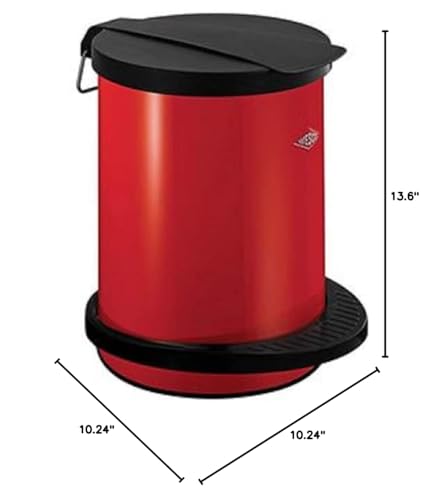 WESCO 111 111212-02 Pedal-Type Trash Can, Red, Size: Diameter 10.2 x Height 13.6 inches (26 x 34.5 cm), Pedal Bin 13L