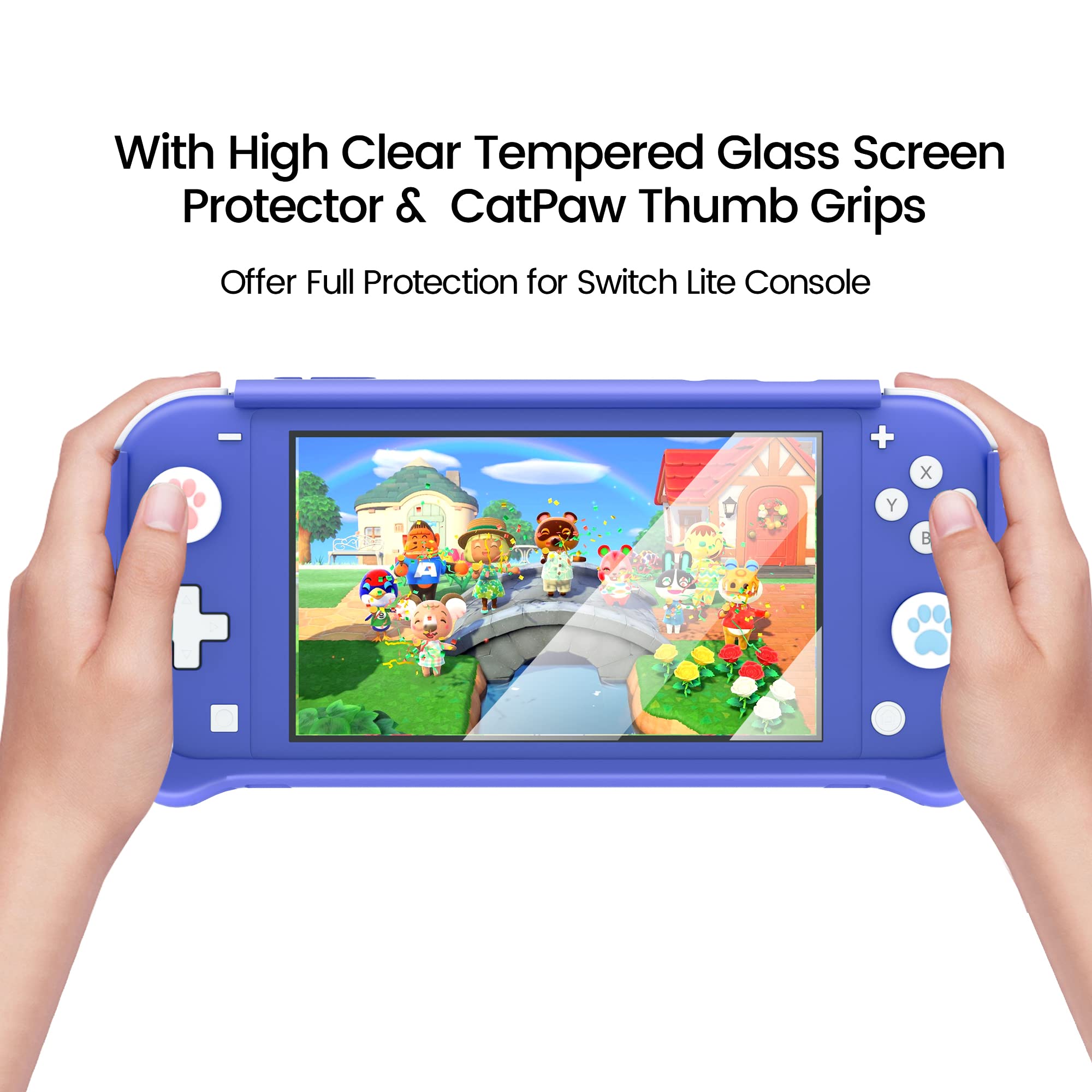 Switch Lite Protective Case for Nintendo Daily Gift (Ergonomic /Sturdy /Full Protection) Gift Idea Family Happy Hours Blue