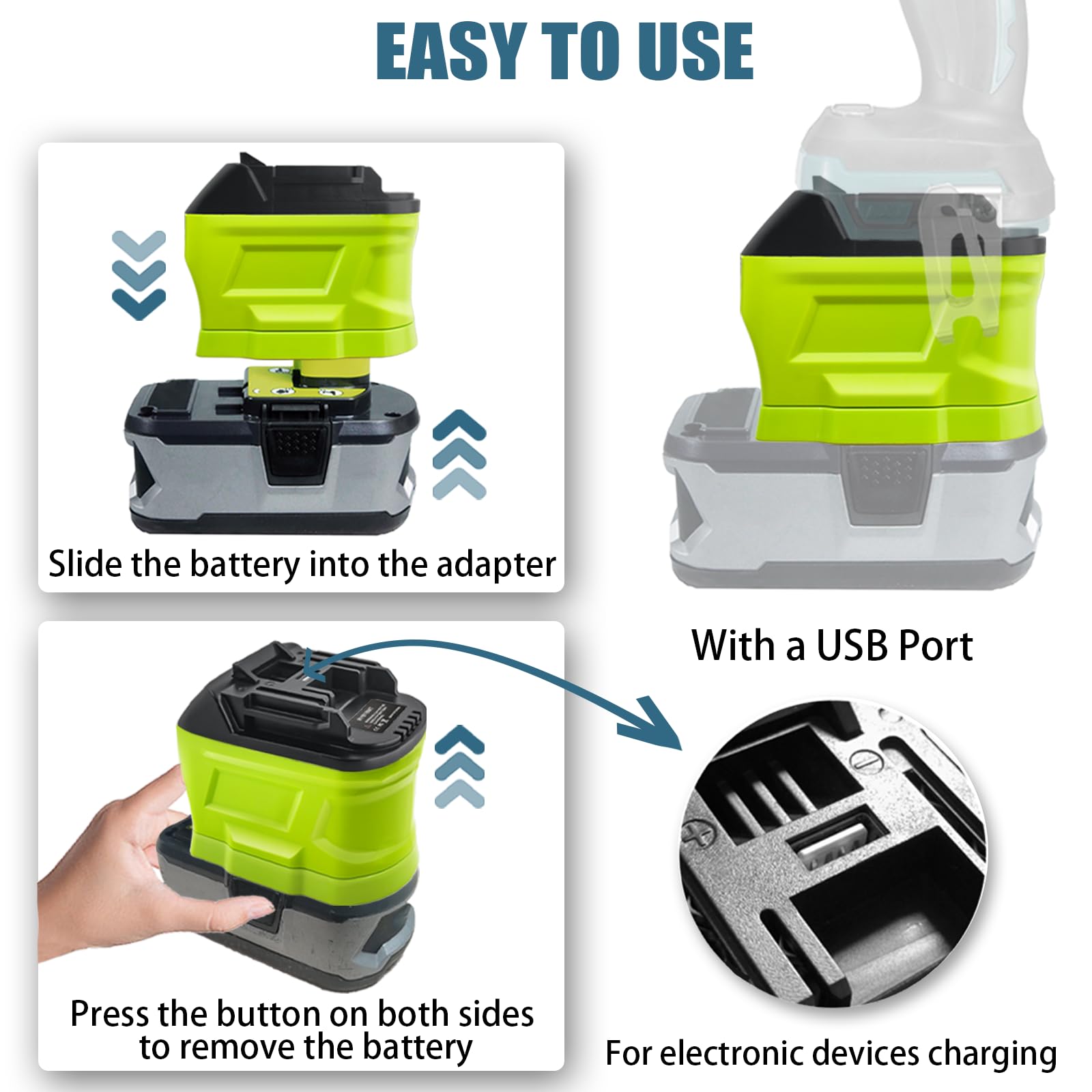 TEPULAS Battery Converter for Makita 18v Tools, Battery Adapter for Ryobi 18V Battery Converter to Makita 18v Power Tools