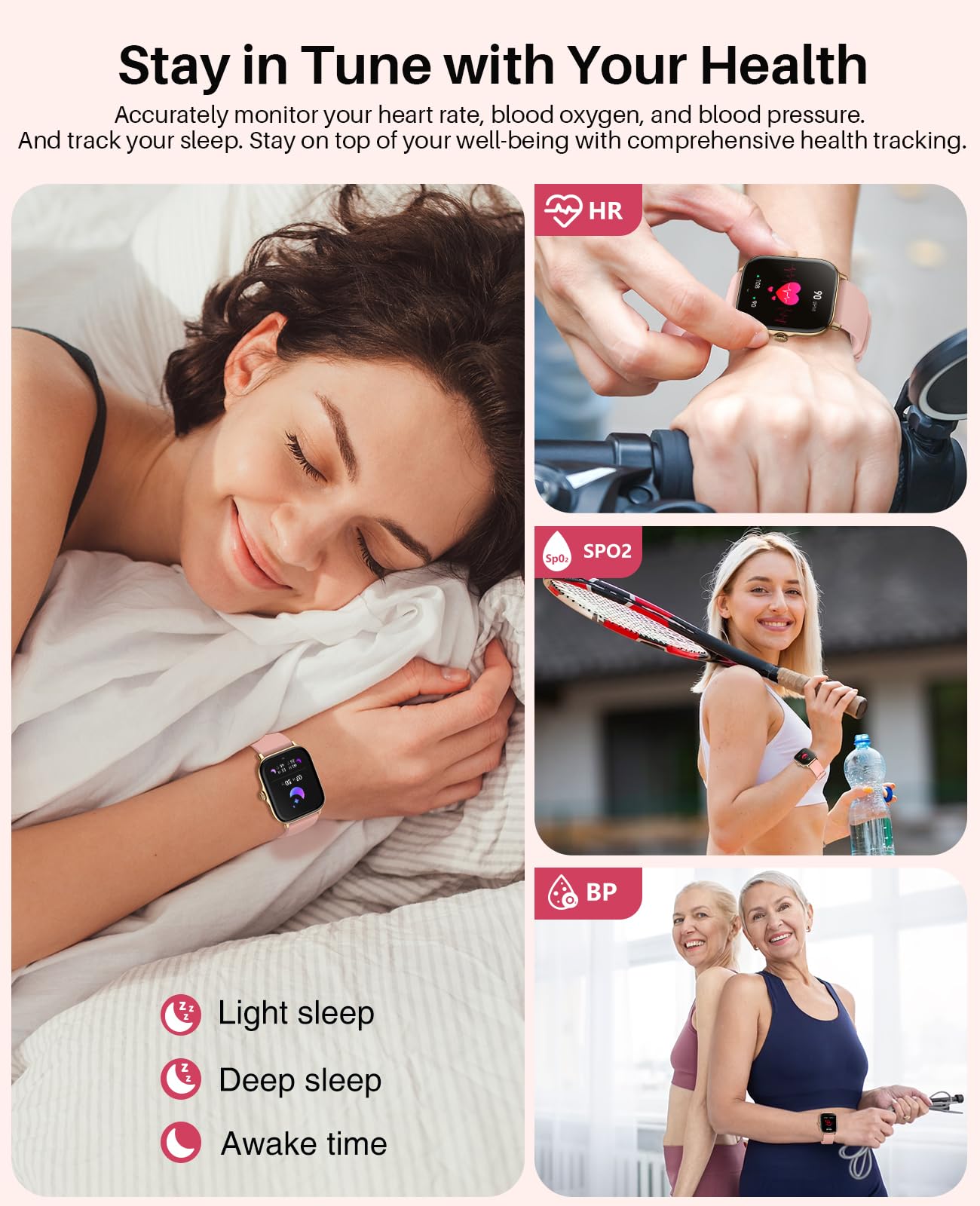 Smart Watch for Android for Women, 1.91" Touch Screen Fitness Tracker with Heart Rate Blood Oxygen Sleep Monitor, IP68 Waterproof Bluetooth Smartwatch Answer Make Call, Compatible Android iOS iPhone
