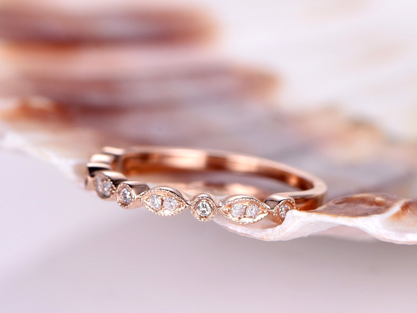 Triangle Morganite Engagement Ring Set,10mm Trillion Stone Halo Diamond 14k Rose Gold Rings Stacking Band