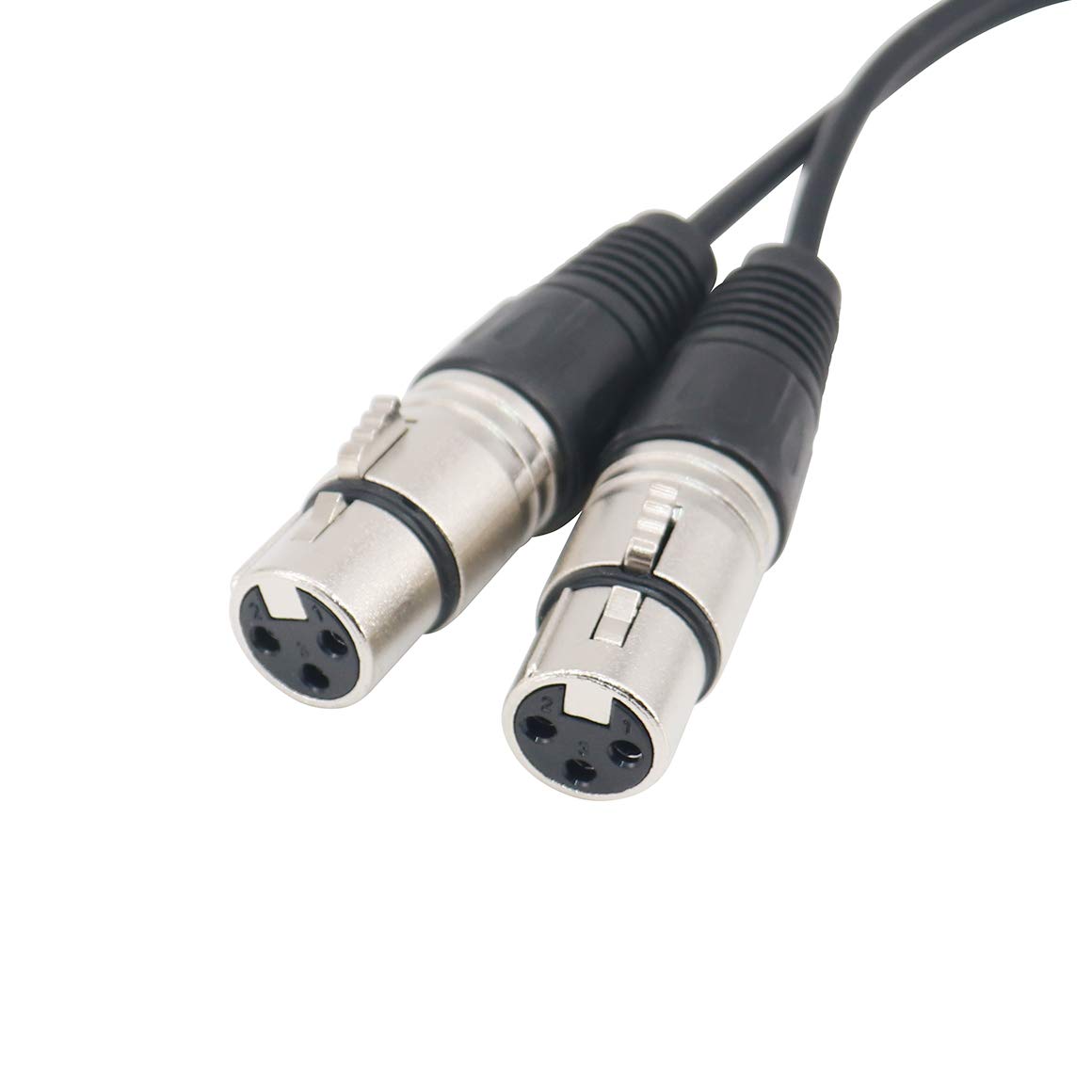 Tan QY Splitter XLR Cable 3 Pin XLR Splitter Y-Adapter Male to 2 Female DMX Cable, mic preamp, Splitter Patch Cable (1Ft)