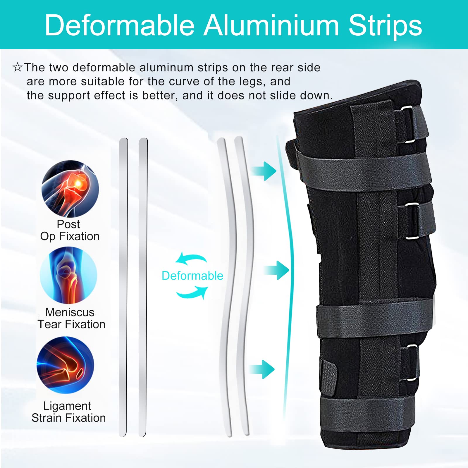 TANDCF Knee Immobilizer Secure Comfort Knee Brace & Stabilizer for Recovery,Knee Fractures,Instability, ACL,MCL,Meniscus Tear,Arthritis,Displacement & Post Surgery Recovery,Height 18.1" Universal