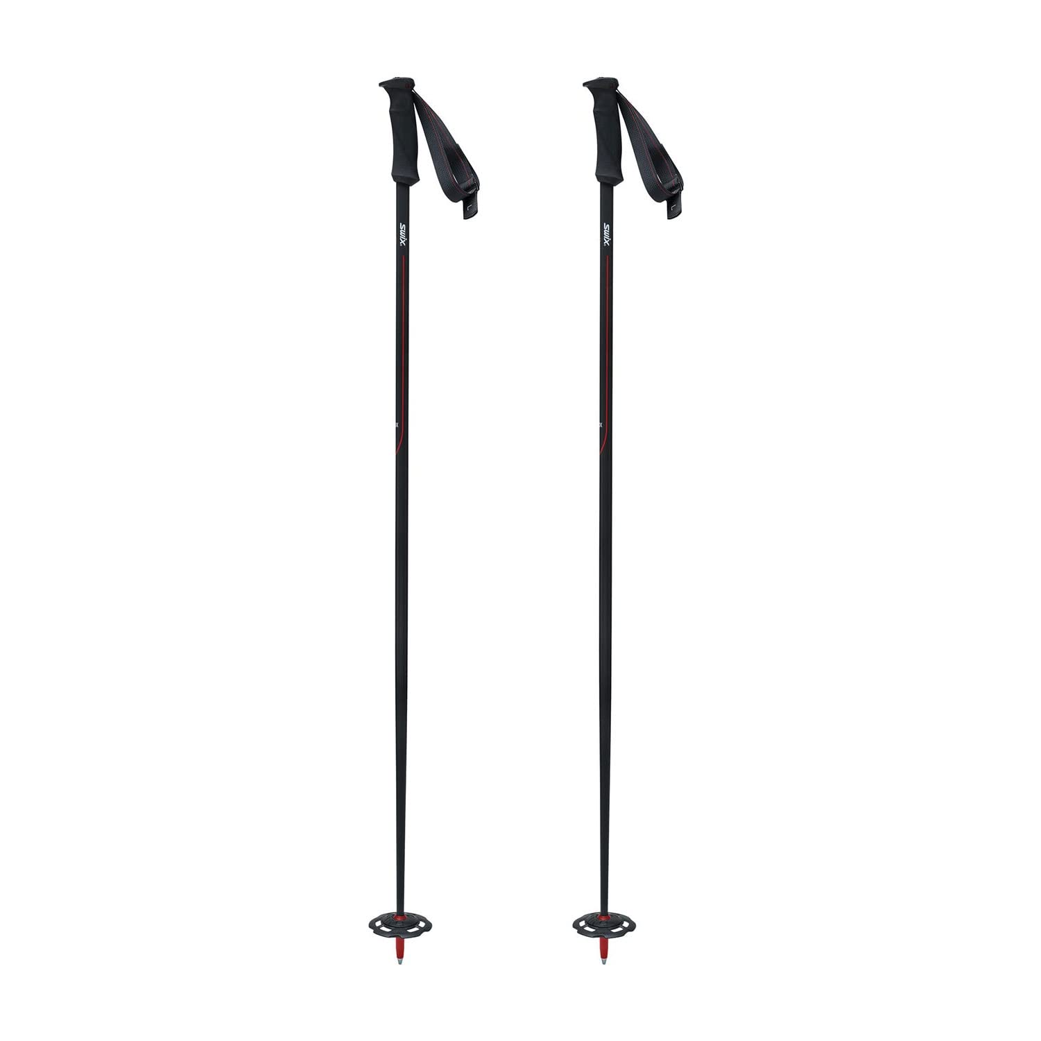 SWIX Adults Elite Line Lightweight Aluminum Alpine Skiing Poles - Pair, Red, 120