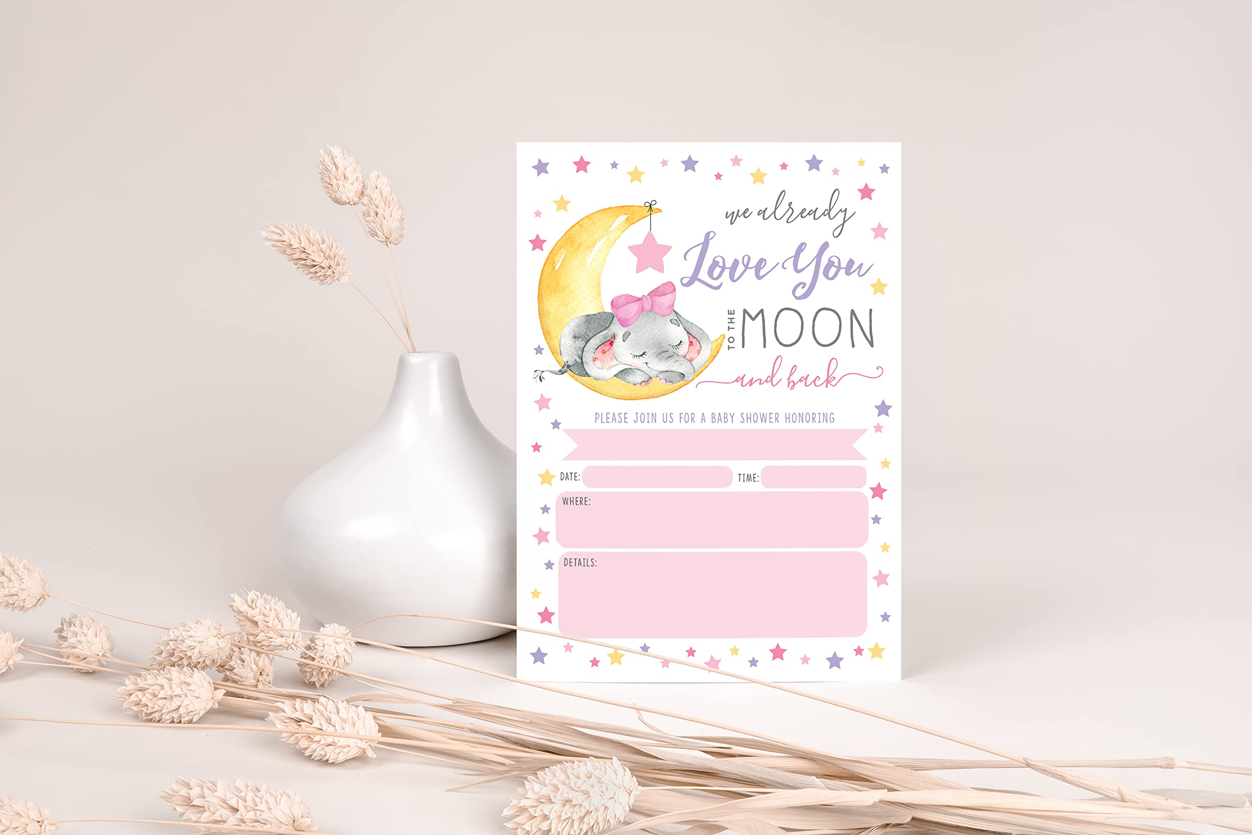 Your Main Event Prints Greeting Card, Baby Shower Invitation, Elephant, 20 Invitations and Envelopes