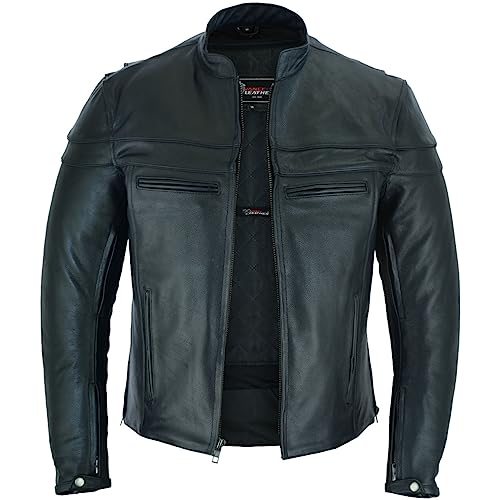 Vance Leather's Men's Premium Leather Motorcycle Racer Jacket with Vents Reflective Piping and CCW Pockets (2XL)