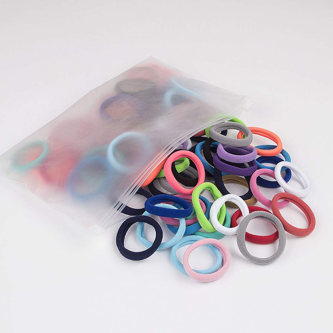 XIMA 60pcs Nylon Elastic Hair Ties Hair Ties Bands Rope No Crease Elastic Fabric Large Stretch Ponytail Holders (60pcs-Black(HT007-20))