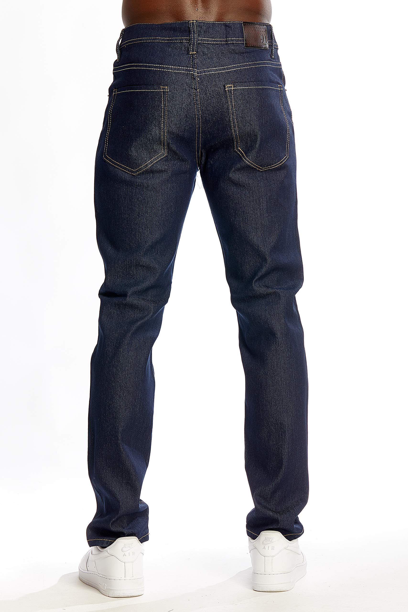 PJ Mark Bleecker and Mercer Men's Stretch Flex Basic Slim Skinny Fit Jean Pants - Raw Denim or Twill (P596- RAW Indigo, 38x34)