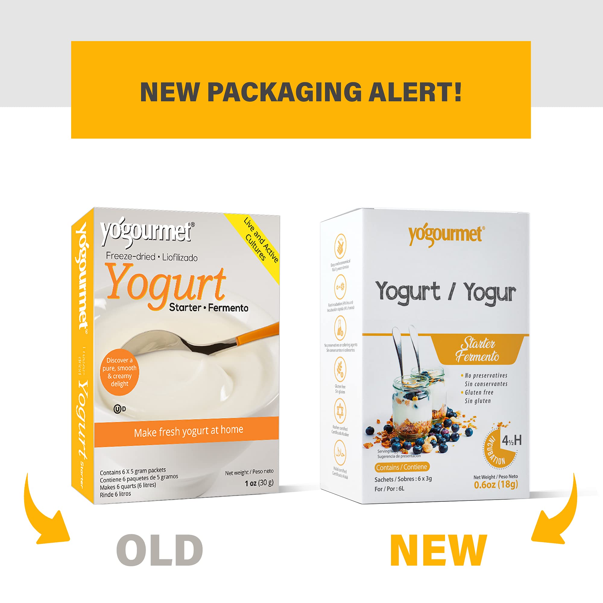 Yo Gourmet Freeze Dried Yogurt Starter - 1 Box Containing 6 Each 5 Gram Packets - PACK OF 3
