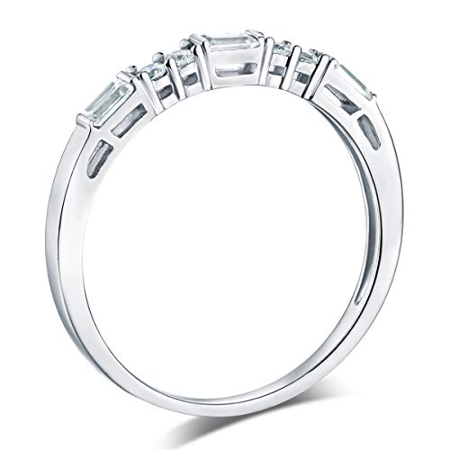 Wellingsale Ladies Solid 14k White Gold Polished CZ Cubic Zirconia Princess Cut Engagement Ring and Wedding Band Bridal Set - Size 8