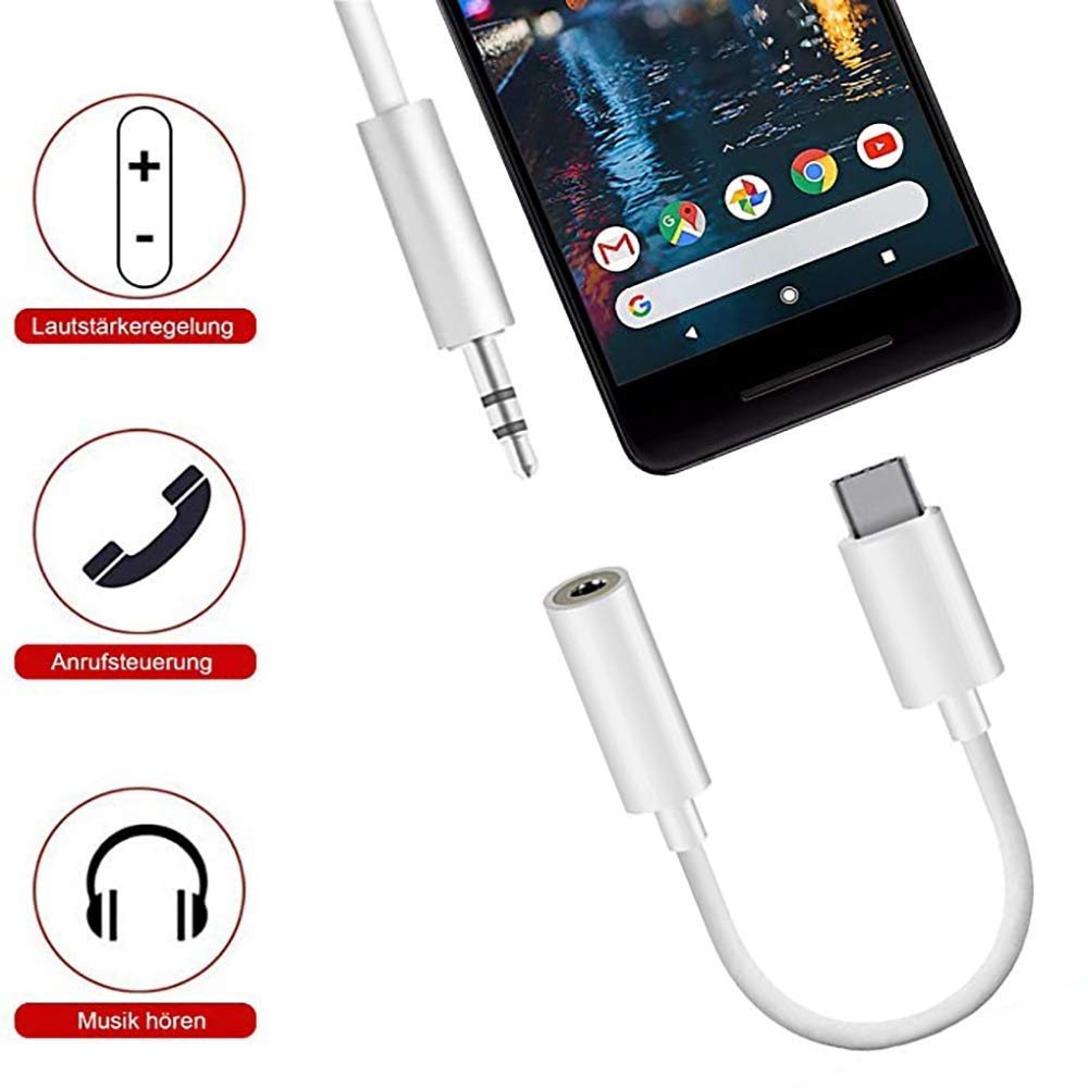 USB C to 3.5mm Headphone Jack Adapter, USB Type C to 3.5mm Adapter Compatible with Pixel 4 3 2 XL, Samsung S10 S9 Plus Note 10, Pad Pro,Mate 30 20 Pro and More [2 Pack]