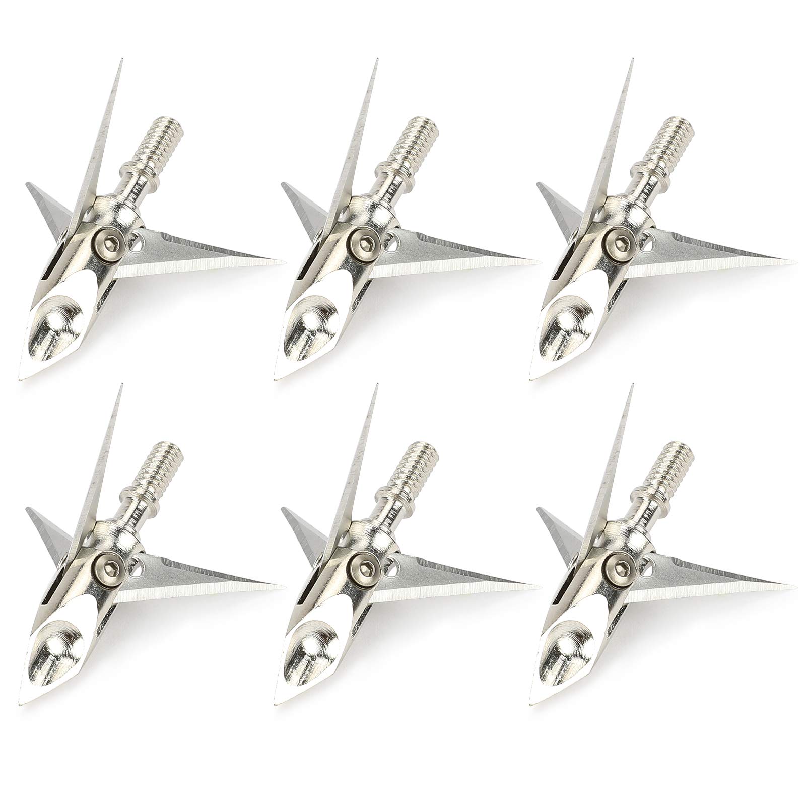 ZCISSY Crossbow Broadheads 100 Grain - Rotating,Stainless Steel,3 Blade. (6 Pack)