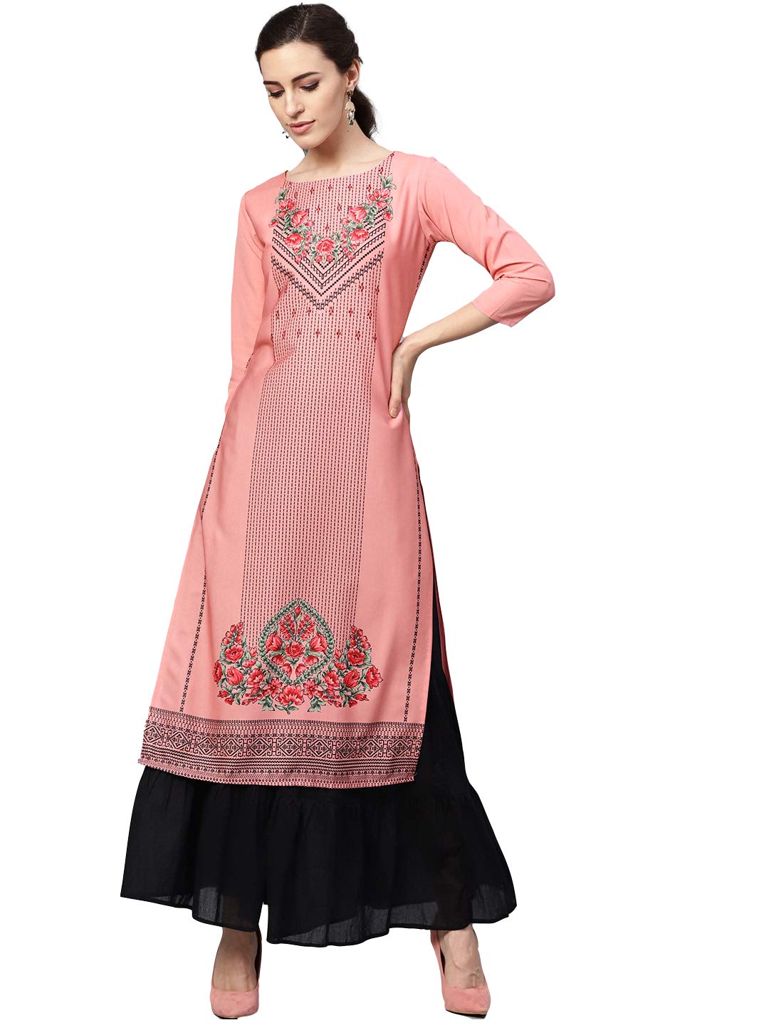 Vaamsi Crepe Digital Printed Kurti(VPK1612A_Pink_XL)