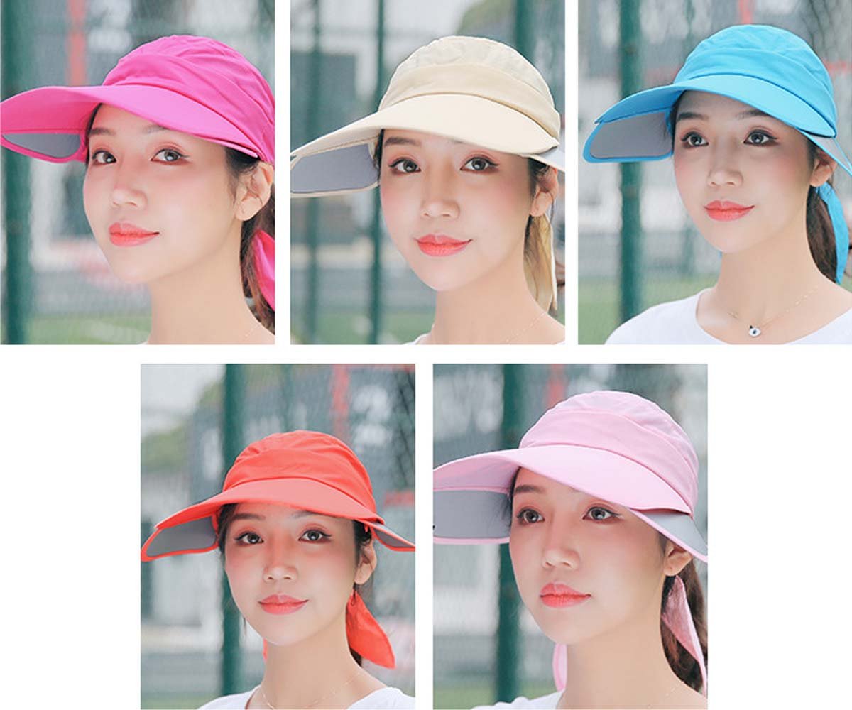YEKEYI Sun Hats Wide Brim Beach Fishing Hat Baseball Cap UPF 50+ Anti UV with Retractable Visor Unisex Blue