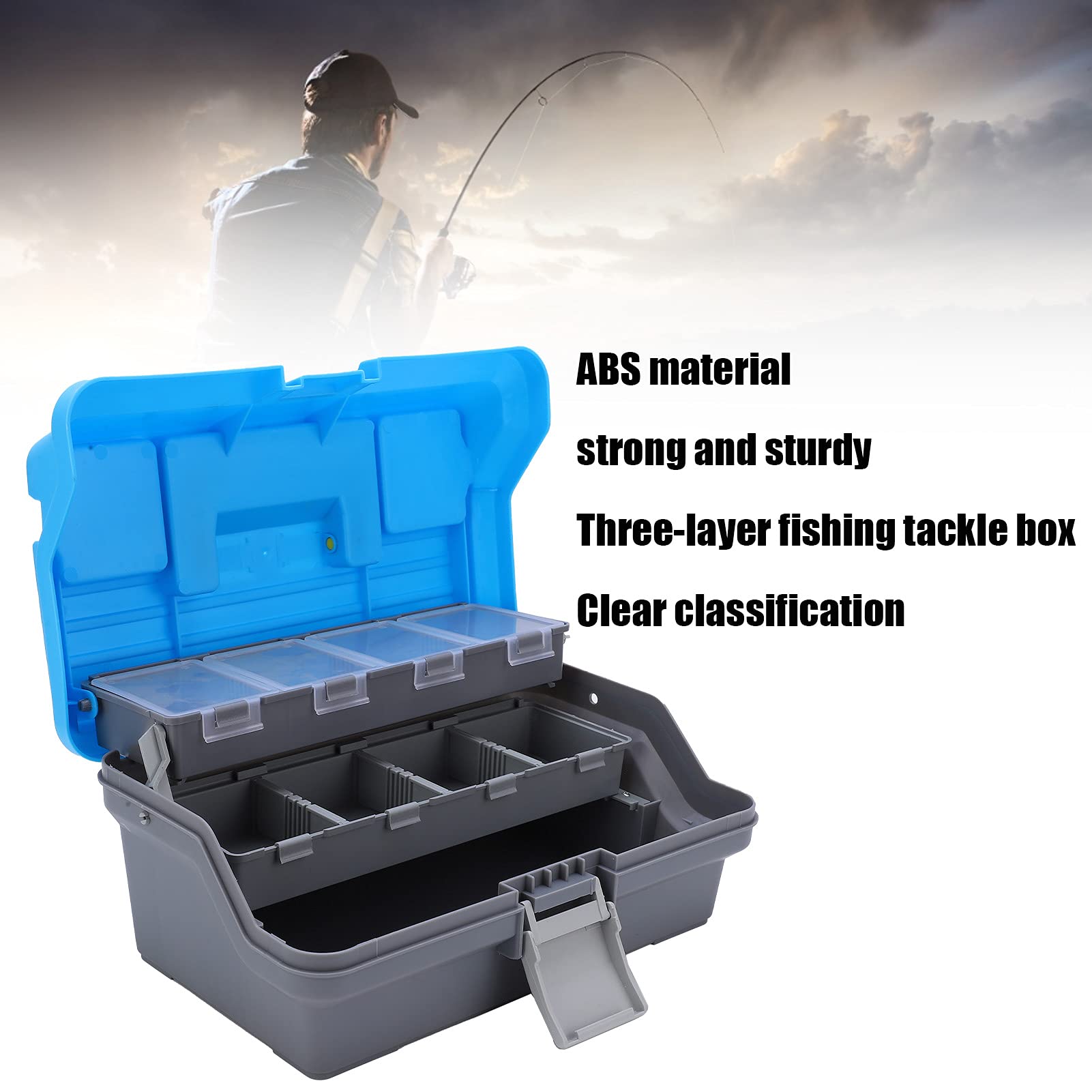 Waterproof Fishing Box, with Ergonomic Handle Fishing Tackle Box Three-layer Fishing Tackle Box for Store Fishing Gear