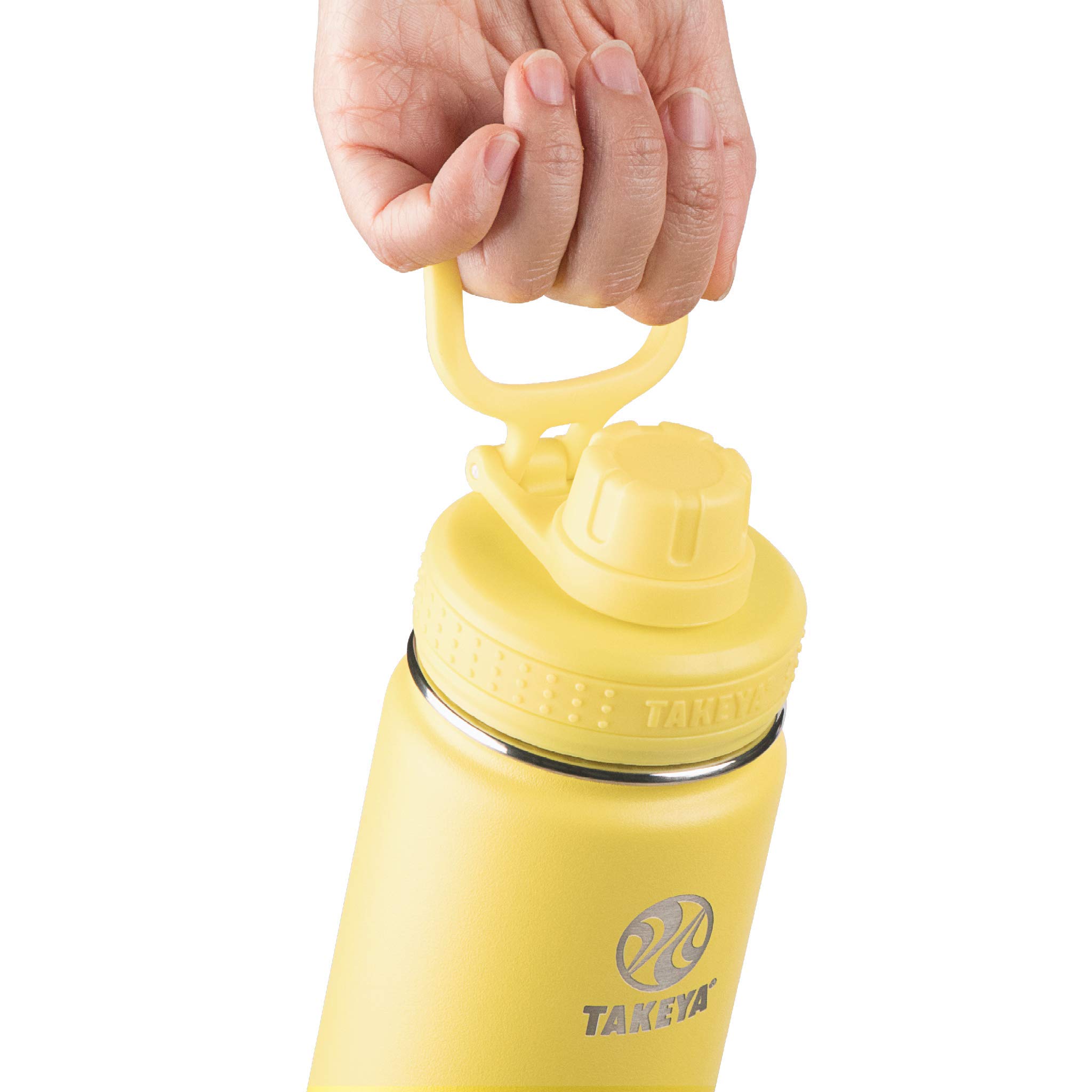 Takeya Actives 24 oz Vacuum Insulated Stainless Steel Water Bottle with Spout Lid, Premium Quality, Canary