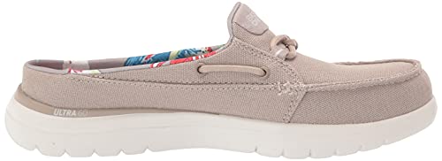 Skechers womens On-the-go Flex Canvas Mule Boat Shoe, Taupe, 6 US