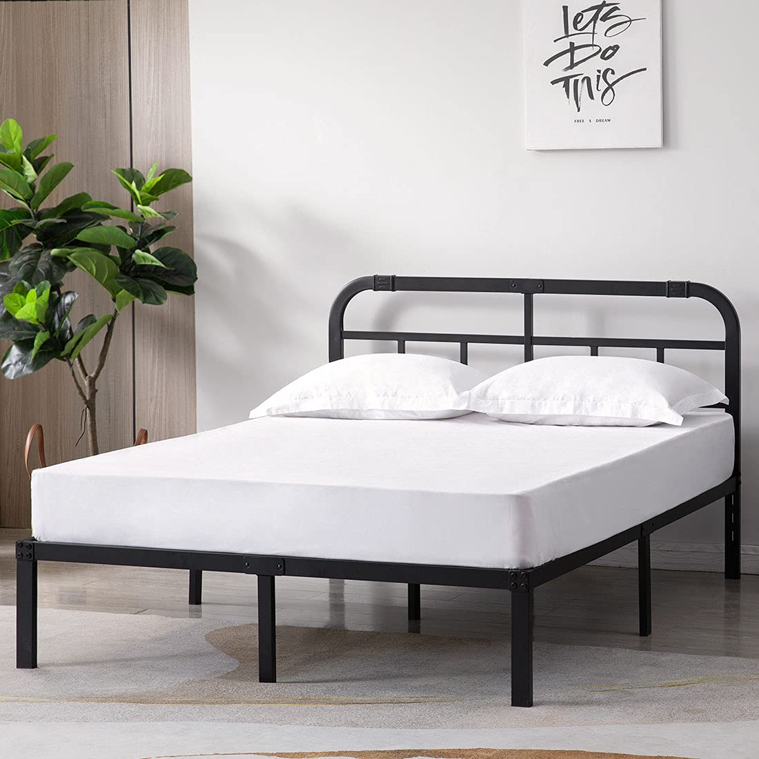 TATAGO 14 Inch King Bed Frame with Headboard, Heavy Duty Metal Platform Mattress Foundation, 3500lbs Max Weight Capacity, No Noise and No Box Spring Needed
