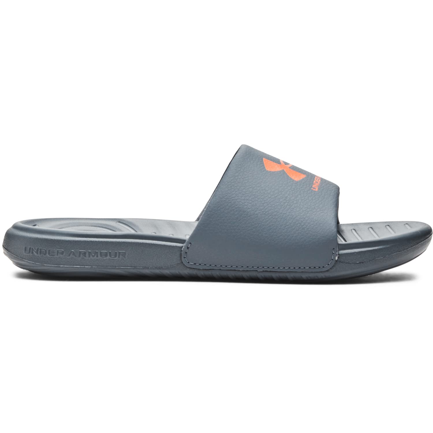 Under Armour Boys' Ansa Fixed Strap, (107) Gravel/Gravel/Orange Blast, 7, US